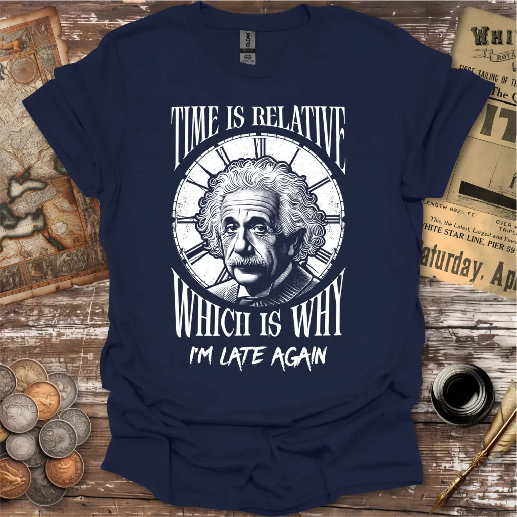 Einstein Time Is Relative T-shirt – The Humorous History Company